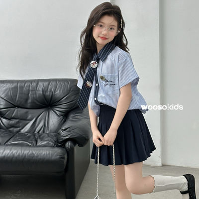 WOOSO学院风衬衫+百褶裙套装