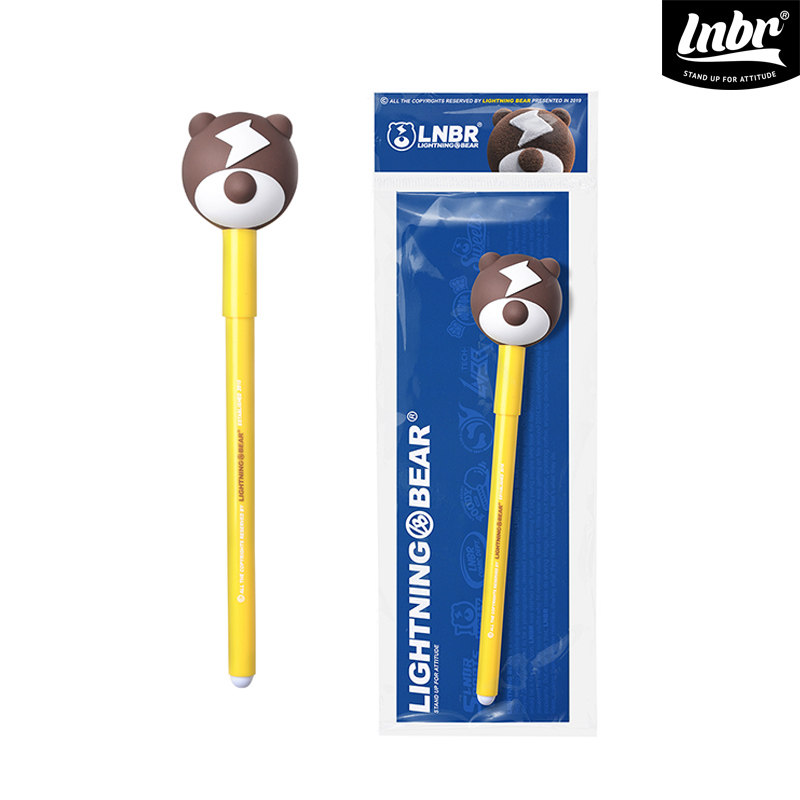 LNBR周边卡通趣味小熊头摆件黑色水笔ins创意超萌笔_虎窝淘