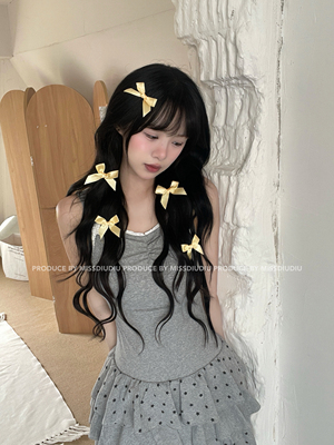 自制！海盐柠檬黄/高级感芭蕾风蝴蝶结丝带发夹头饰百搭可爱发卡