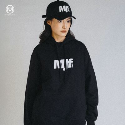 顽童MJFRESH MMIX贴布基础休闲运动套头连帽卫衣帽衫 男女同款