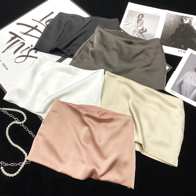 CCA自制辣妹风仿绸缎亮面半身裙低腰醋酸缎面防走光包臀裙短裙女