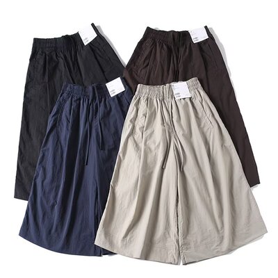 松紧腰阔腿裙裤女夏季宽松显瘦百搭休闲七分裤q485593