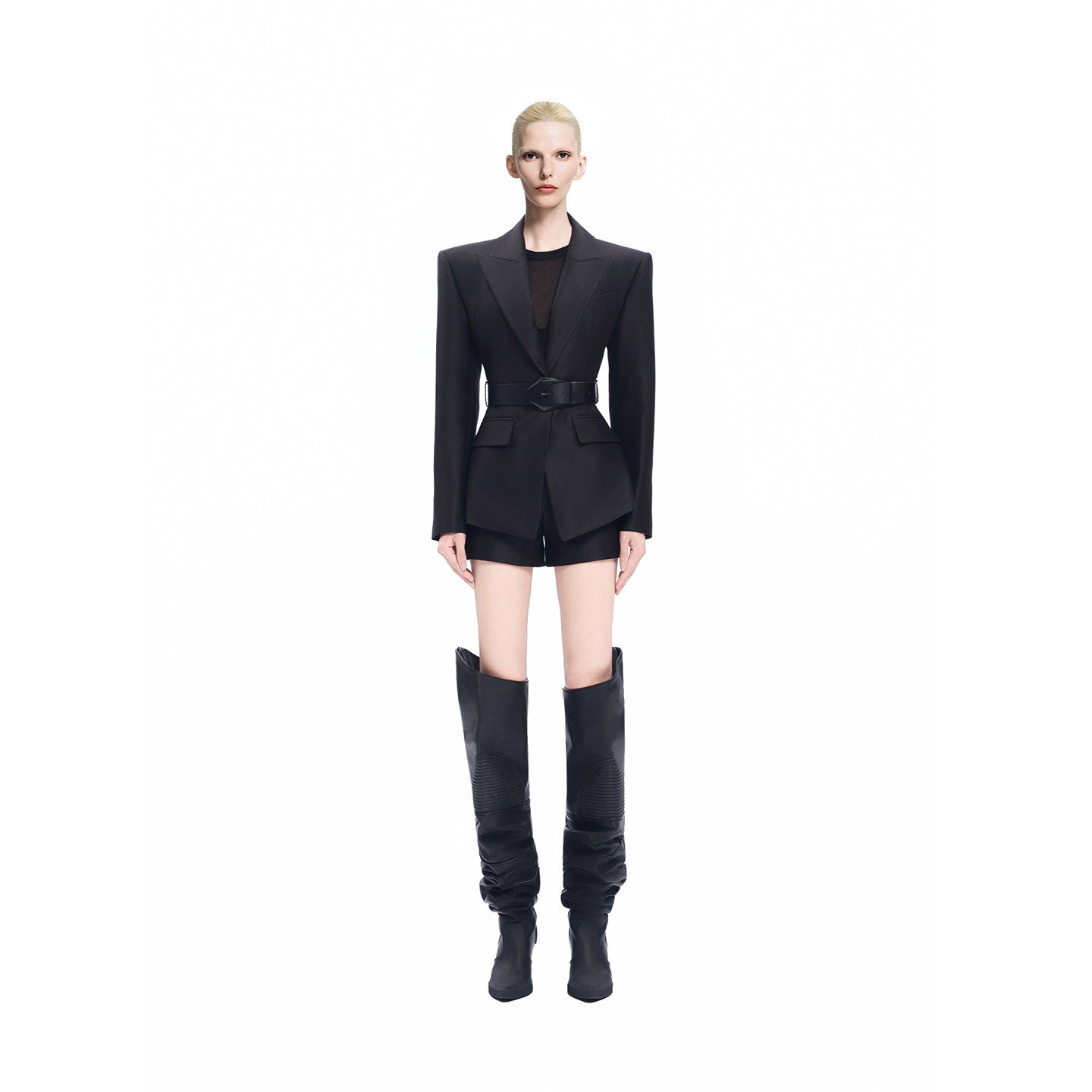 KUNSWEAR/琨丝薇尔26FA 高级垫肩廓形收腰腰带西装外套 846002201