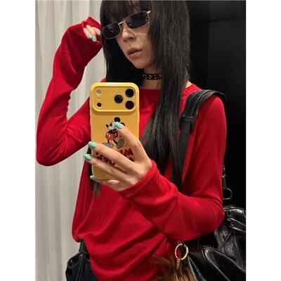 HELLOTANGO《软糯彩序》秋季气质松弛莱赛尔插肩显瘦针织长袖8382