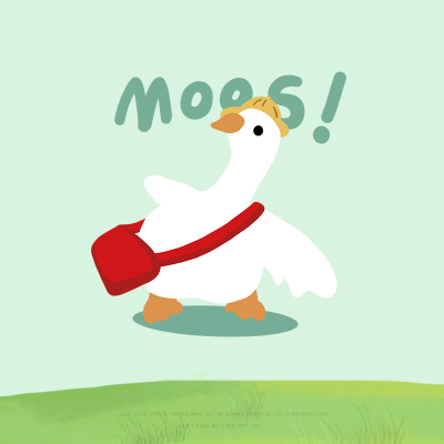 可爱moos读书背包大白鹅短袖男潮牌宽松大码纯棉夏季薄款半袖T恤