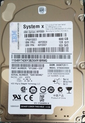 IBM 49Y2003 49Y2004 600G 10K SAS 2.5硬盘90Y8873硬盘现货