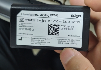 适用德尔格可充电11.1V锂电池FOR DRAEGER OXYLOG VE300  5790224