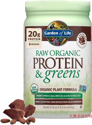 美国Garden of Life Organic Raw Protein and Greens, Chocolate