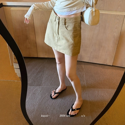 KAPOK韩系百搭高腰牛仔A字裙裤女