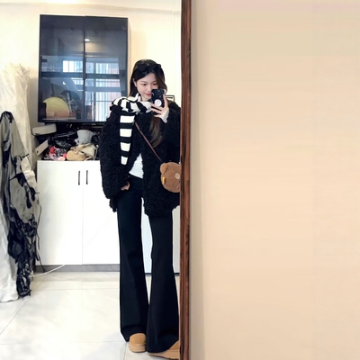摩登197秋冬加绒高腰显瘦微喇裤