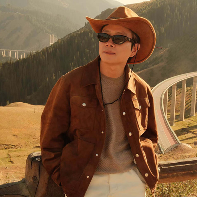 SEASONMARK英伦风翻领麂皮夹克