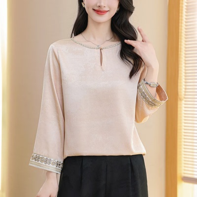 真丝优雅气质国风女上衣小衫T恤