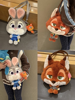 正版朱迪尼克毛绒公仔玩偶包包挂件可爱疯狂动物城斜挎包送人礼物