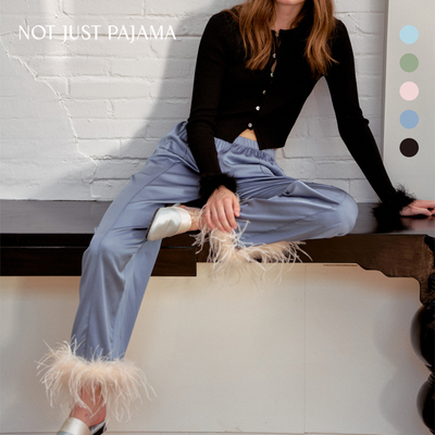 NJPGLAM系列真丝羽毛长裤