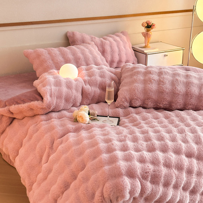 枕套一对装冬天加绒加厚兔毛绒48cmx74cm珊瑚绒牛奶绒冬季枕头套