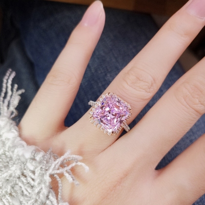 奢华雷迪恩粉钻5克拉女925银戒指