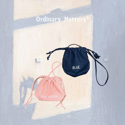 ummroom·OrdinaryMatters牛仔蓝&甜杏粉立体刺绣可调单肩斜挎包