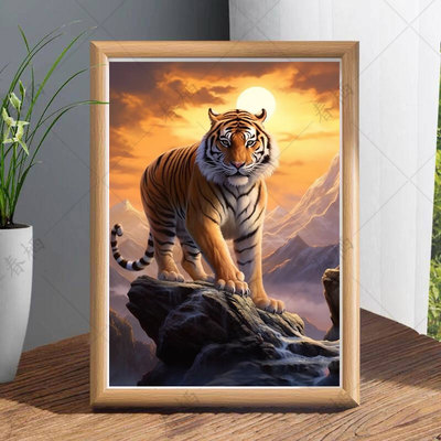 猛虎下山老虎图案相框摆台摆件