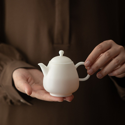 师级羊脂玉白瓷茶壶泡茶壶