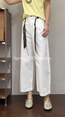 欧洲站2026新款欧货时尚丝巾高腰窄版百搭阔腿裤休闲九分裤17502