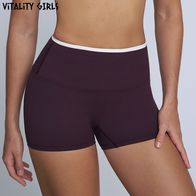 Vitality Girls健身瑜伽短裤外穿速干撞色裸感紧身打底运动三分裤