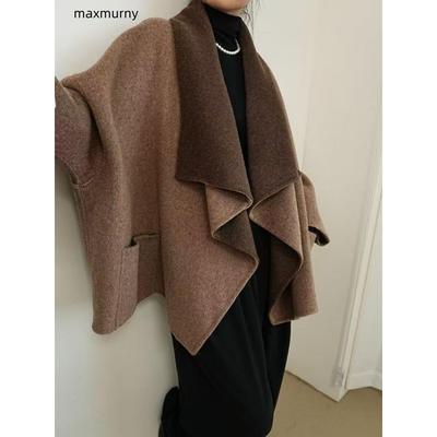 Max Outwear新款双面羊绒小众斗篷宽松女式秋冬高端设计羊毛外衣