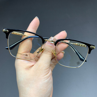纯钛超轻方形金丝边近视眼镜架