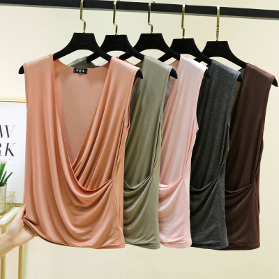 新款大码莫代尔宽松背心女夏无袖T恤内搭纯色打底衫薄款百搭上衣