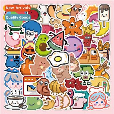 60 ins pixel  stickers cute cartoon girl quirky handbook dia