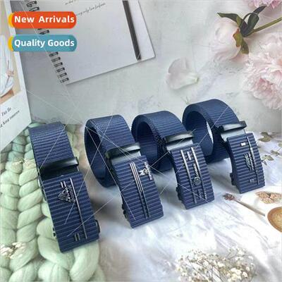 Summer Braided Mens Belt Toothless Automatic Buckle Belt Out