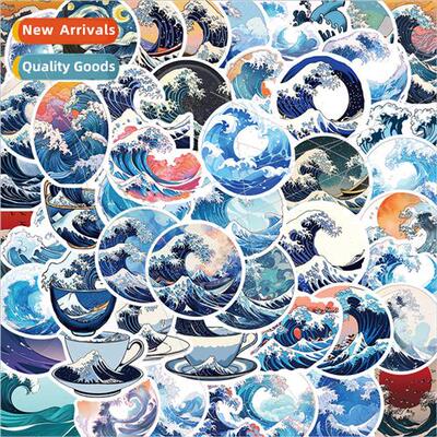 50 pcs ukiyo-e waves water ripples graffiti stickers materia