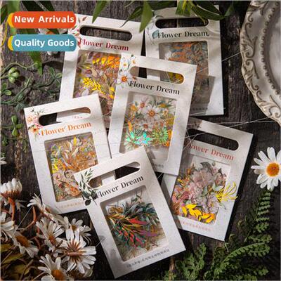 Flower dream series stickers retro literary hot stamping pla