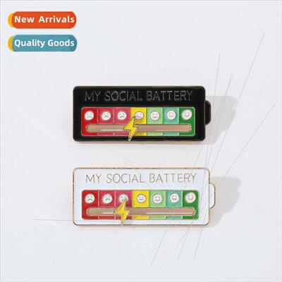 MY SOCIAL BATTERY Mood Shift Metal Brooch Sliding Personaliz