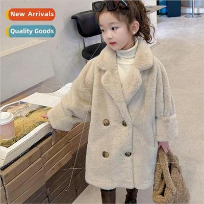 Childrens fur one coat girls mink fur mid-length boys winter