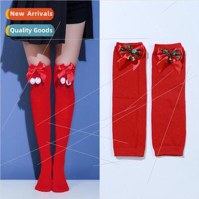 Riding Winter Gloves Red Hairball Bowknot Socks Knee Christm