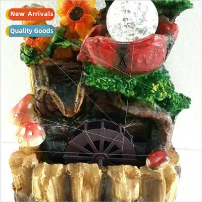 mulation flowers rustic  fountain water feng shui wheel orna