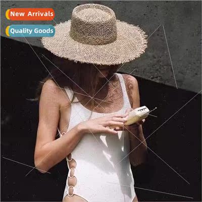 Lafayette  new straw hat female summer burlap concave top wi