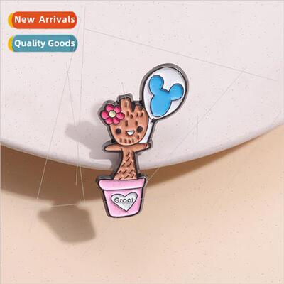 Cartoon brooch film and  badges potted cactus take balloon e