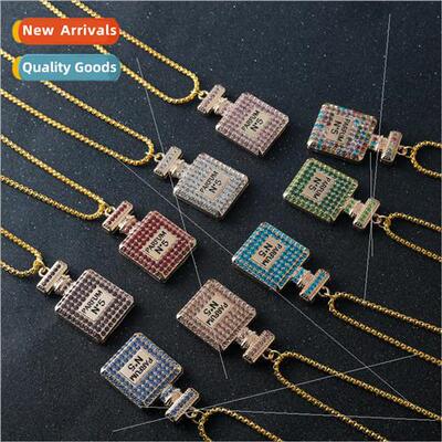 New full diamond 5 perfume bottle pendant jewelry necklace f