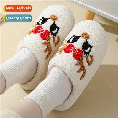New Christmas fox cotton slippers men and women fall and win