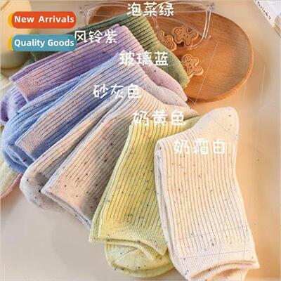Japanese socks cute mid-calf student socks dot yarn spaghett
