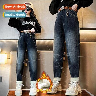 Girls padded jeans winter big boy fried set pants one-piece
