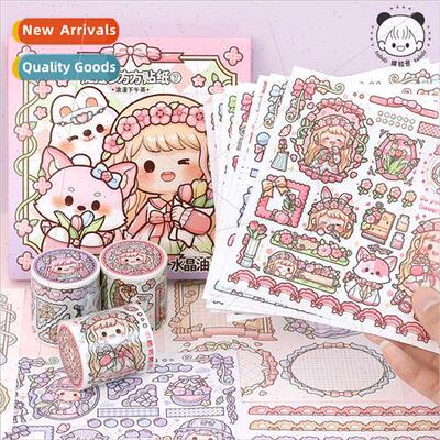 square stickers 7 handbook cute cartoon ins  girl children a