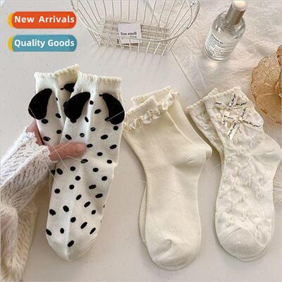 Cute ear lace bow socks sweet Lolita INS socks JK  socks ple