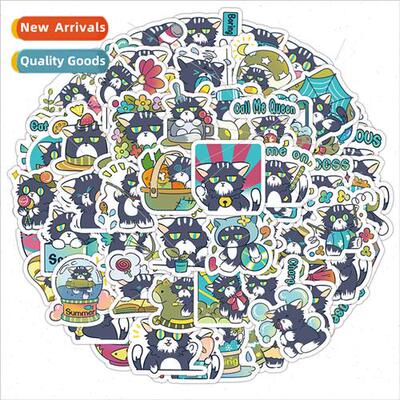 50 fresh ins cartoon cute green-eyed cat stickers diy statio
