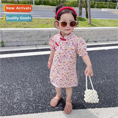 Girls cheongsam skirt 2023 new summer dress little girl summ