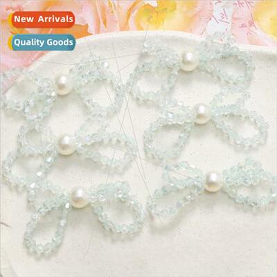 Ins Korea sweet pearl bow diy handmade weaving beaded hairpi
