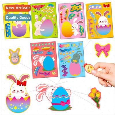 6/pack cute rabbit eggs children cartoon face swap stickers