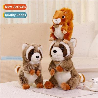 New cartoon simulation squirrel raccoon plush toy doll sooth