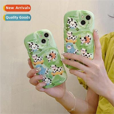 Niche cartoon green background dog 适用 iPhone13ProMax Apple